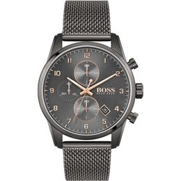 BOSS Herren Chronograph "SKYMASTER", grau, Armbanduhren, Quarzuhr, Herrenuhr, Armbanduhr, Stoppfunktion, Edelstahlarmband