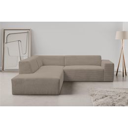 Ecksofa WERK2, B:251cm H:70cm T:262cm, beige, 90% Polyester, 10% Nylon, Wohnzimmer, Sofas, "Zeus-M, tolles Sofa mit schönen Details, L-Form", Curvy