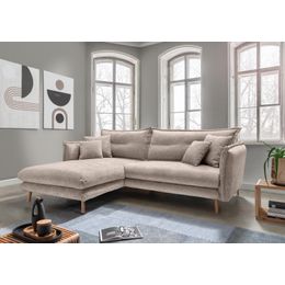 Ecksofa Inosign, B:255cm H:94cm T:180cm, beige, 100% Polyester, Wohnzimmer, Sofas, "Lazio modern und bequem, schmale Armlehnen, tolle