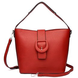 Damen Schultertasche "Buckle", Collezione Alessandro, rot, Lederimitat, Taschen, mit dekorativer Gürtelschließe