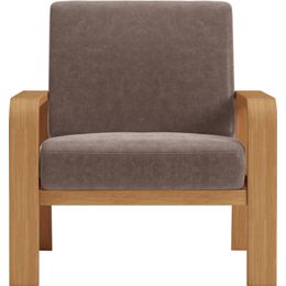 Sit & More Sessel SIT & MORE, B:79cm H:91cm T:93cm, grau, 100% Polyester, Wohnzimmer, Sessel, "Kolding", Armlehnen aus eichefarbigem Buchenholz, verschiedene