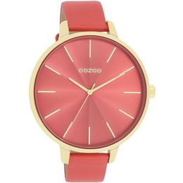 Oozoo Damen Quarzuhr, orange, Armbanduhren, Armbanduhr, Damenuhr, Lederarmband, &Oslash; 48mm
