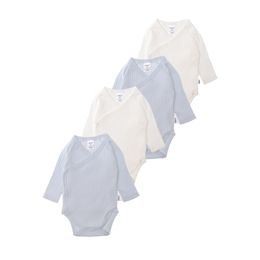 Liliput Jungen Wickelbody, Gr. 74, blau, 95% Baumwolle, 5% Polyester, unifarben, Bodys, im 4er-Pack aus elastischem Rippmaterial