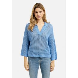 Smith & Soul SMITH & SOUL Damen V-Ausschnitt-Pullover, blau, Gr. M, unifarben, Material: 50% Baumwolle, 50% Polyacryl, Pullover