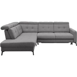Ecksofa Musterring, B:272cm H:84cm T:214cm, grau, 100% Polyester, Wohnzimmer, Sofas, "MR 4615", mit Kopf- und Rückenverstellung, Metallfuß schwarz,