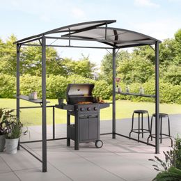 Grillpavillon Konifera, grau, Pavillons, "Roma", Außenmaße BxT: 245x150 cm, Stahlgestell, Polycarbonat-Dachplatten