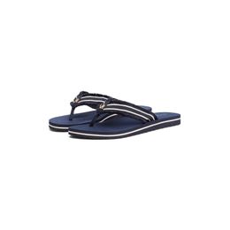 Tommy Hilfiger Damen Zehentrenner "TH WEBBING BEACH SANDAL", Gr. 41, blau, Textil, Schuhe, Dianette, Sommerschuh, Strandschuh mit ausgefranster