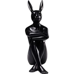Dekofigur KARE DESIGN, B:26cm H:39cm T:15cm, schwarz, Polyresin, Stahl, Wohnzimmer, Dekofiguren, "Deko Figur Gangster Rabbit Schwarz"