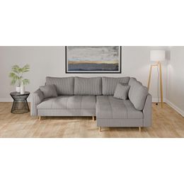 Ecksofa Home Affaire, B:231cm H:81cm T:161cm, grau, 100% Polyester, Wohnzimmer, Sofas, "CHARRE L-Form mit Ottomane, Maße B/T/H: 231/161/81 cm", feine
