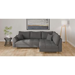 Ecksofa Home Affaire, B:231cm H:81cm T:161cm, grau, 100% Polyester, Wohnzimmer, Sofas, "CHARRE L-Form mit Ottomane, Maße B/T/H: 231/161/81 cm", feine