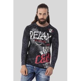 Cipo & Baxx CIPO & BAXX Damen T-Shirt "Sweatshirts", schwarz, Gr. M, bedruckt, 95% Baumwolle, 5% Elasthan, Shirts, mit l&auml;ssigem Print