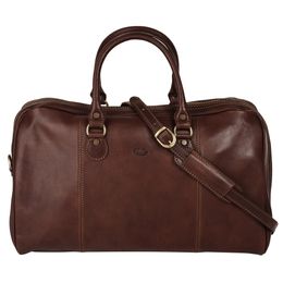Pike PIKÉ Damen Reisetasche "CALABRIA MEDIO", braun, Leder, beschichtet, glänzend, Taschen, echt Leder, Made in Italy