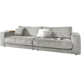 Big-Sofa 3C CANDY, B:290cm H:86cm T:127cm, silber, 100% Polyester, Sofas, "Enisa II", incl. 1 Flatterkissen, Wahlweise mit Flecken-Schutz-Bezug Easy