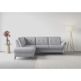 Sit & More Ecksofa SIT & MORE, B:250cm H:90cm T:226cm, silber, Wohnzimmer, Sofas, "Göteborg", inkl. Sitztiefenverstellung, wahlweise mit Bettfunktion &