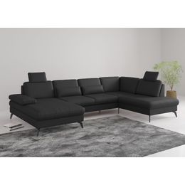 Sit & More Wohnlandschaft SIT & MORE, B:335cm H:82cm T:212cm, schwarz, Sofas, "Morris U-Form, inkl. Sitztiefenverstellung", wahlweise mit Armteilverstellung,
