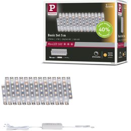 Paulmann LED-Streifen "MaxLED 500 LED Strip Warmwei&szlig; Basisset", Dioden 320 Stk., Gesamtl&auml;nge 5m, silber, K&uuml;che, Lichterketten