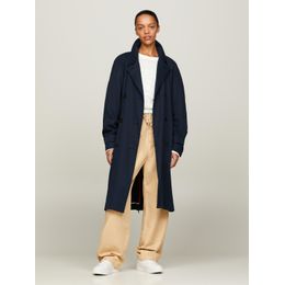 Tommy Hilfiger Damen Trenchcoat "TENCEL BLEND FLUID TRENCH", blau, Gr. 34, unifarben, Web, Obermaterial: 100% Lyocell, Mäntel, mit Metalllabel