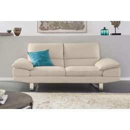 2,5-Sitzer Calia italia, B:201cm H:87cm T:97cm, grau, Leder BULL - 100% Leder;Leder SORRRENTO - 100% Leder, Sofas, "Dave, Sitzkomfort der