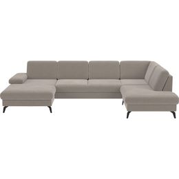 Sit & More Wohnlandschaft SIT & MORE, B:335cm H:82cm T:212cm, beige, 100% Polyester, Sofas, "Morris U-Form, inkl. Sitztiefenverstellung", wahlweise mit