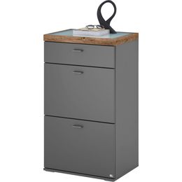 Highboard, B:60,7cm H:91cm T:36,9cm, grau, SET ONE BY Musterring, Wohnzimmer, Sideboards, "Lancaster Dielen", inklusive LED-Beleuchtung, in 2 Farben