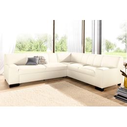 Ecksofa DOMO collection, B:247cm H:77cm T:212cm, beige, Wohnzimmer, Sofas, "Norma Top, elegant und modern, flache Armlehnen, L-Form", wahlweise mit