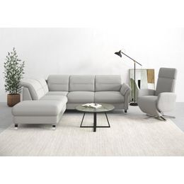 Sit & More Ecksofa SIT & MORE, B:247cm H:85cm T:222cm, silber, Wohnzimmer, Sofas, "Grenoble L-Form mit Federkern", wahlweise mit Bettfunktion, Bettkasten, Arm-