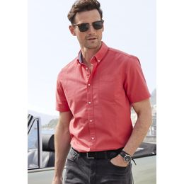 H.I.S. H.I.S Herren Kurzarmhemd "regular-fit", rot, Gr. S, unifarben, Web, Obermaterial: 100% Baumwolle, Hemden, mit Button-down-Kragen, reine Baumwolle