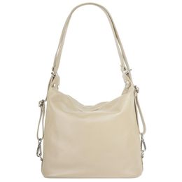 Samantha Look Damen Shopper, beige, Leder, leicht glänzend, unifarben, Taschen, echt Leder, Made in Italy