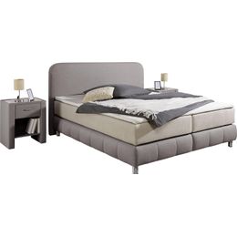 Boxspringbett Home Affaire, B:167cm L:207cm, beige, Komplettbetten, "Cesson, in verschiedenen Breiten", inkl. Topper, wahlweise in H2, H3 oder H4