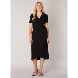 Base Level Damen Wickelkleid "Yvie", schwarz, Gr. 40, unifarben, Jersey, Obermaterial: 94% Viskose, 6% Elasthan, Kleider, In bequemer, elastischer