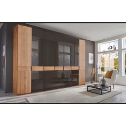 Dreht&uuml;renschrank Wiemann, B:344,2cm H:236cm T:58cm, braun, Floatglas, Hartfaserplatte, Holzwerkstoff, Massivholz, Schr&auml;nke, "Cardiff, Massivholzt&uuml;ren
