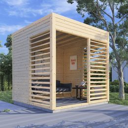 Pavillon BERTILO, beige, Garten, Pavillons, "Modern Art 1", aus nordischer Fichte, kompletter Bausatz inkl. Dach und Boden