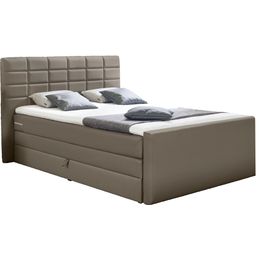 Boxspringbett Inosign, B:160cm L:210cm, grau, Kunstleder, Kunststoff, Massivholz, Komplettbetten, "Lethbridge", inkl. Bettkasten und Topper, zwei