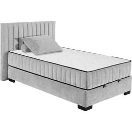 Boxbett, B:145cm L:214cm, grau, ED EXCITING DESIGN, 100% Polyester, Komplettbetten, "Nagol", mit Bettkasten, mit Wendematratze, erh&auml;ltlich in