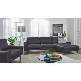 Ecksofa, B:294cm H:85cm T:178cm, schwarz, CREATION BY ROLF BENZ, NaturLEDER OSKAR (echtes Rindsleder), Wohnzimmer, Sofas, "CR.450, Designecksofa,