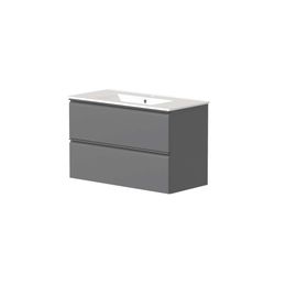 Waschtisch Welltime, B:81cm H:51,8cm T:39cm, grau, FSC-zertifizierter Holzwerkstoff, Badezimmer, Waschtische, "Cosmos in verschiedenen Ausführungen