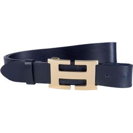 Silbergift Damen Koppelg&uuml;rtel, blau, Gr. 105, Rindsleder, G&uuml;rtel, mit grafischer goldfarbener G&uuml;rtelschnalle