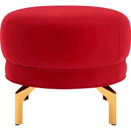 Sit & More Polsterhocker SIT & MORE, B:63cm H:46cm T:63cm, rot, 100% Polyester, Hocker, "Orient 3", goldfarbene Metallfüße