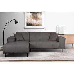 Ecksofa Home Affaire, B:235cm H:81cm T:163cm, grau, 100% Polyester, Wohnzimmer, Sofas, "ARROS L-Form mit Wellenunterfederung, Maße B/T/H: 235/163/81