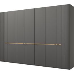 Drehtürenschrank Musterring, B:344,2cm H:216cm T:58cm, grau, Hartfaserplatte, Holzwerkstoff, Schränke, "Isabelle", Lamellen in Korpusfarbe, Griffe in