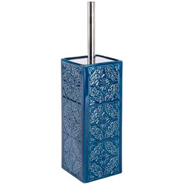 WC-Garnitur Wenko, B:9,5cm H:35cm &Oslash;:9,5cm, blau, Keramik, Reinigungsb&uuml;rsten, "Cordoba"