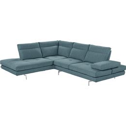 Ecksofa Calia italia, B:228cm H:90cm T:232cm, blau, Synthetische Faser (100% Polyester), Wohnzimmer, Sofas, "Toby Wing, L-Form, Multifunktionssofa,