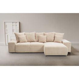 Ecksofa WERK2, B:300cm H:76cm T:150cm, beige, 90% Polyester, 10% Nylon, Wohnzimmer, Sofas, "Riwa, modernes Sofa zum Kuscheln und Entspannen, Breite