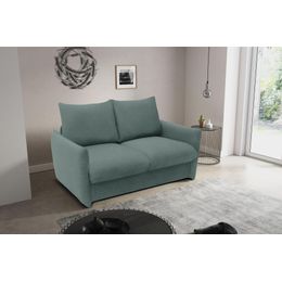 Schlafsofa DOMO collection, B:165cm H:95cm T:100cm, blau, 95% Polyester, 5% Nylon, Kinderzimmer, Sofas, "700023 Schlaffunktion, Federkern, 2-Sitzer,
