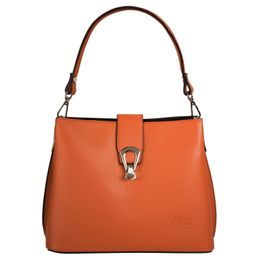 CLUTY Damen Umhängetasche, orange, Leder, leicht glänzend, unifarben, Taschen, echt Leder, Made in Italy