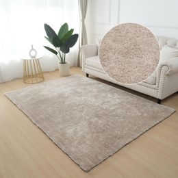 Hochflor-Teppich my home, B:40cm H:25mm L:60cm, beige, Kunstfaser, Teppiche, "Dana light, besonders weich, Mikrofaser Teppiche", uni, leichter Glanz,