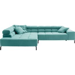 Ecksofa Inosign, B:321cm T:216cm, blau, : 88% Polyester, 12% Polyacryl, Wohnzimmer, Sofas, "Ancona New, wahlweise motorische Sitztiefenverstellung,