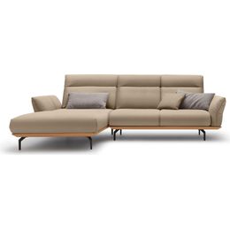 Ecksofa, B:298cm H:103cm T:183cm, beige, CREATION BY ROLF BENZ, NaturLEDER OSKAR (echtes Rindsleder), Wohnzimmer, Sofas, "CR.460", Sockel in Eiche,