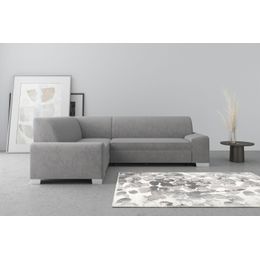 Ecksofa DOMO collection, B:259cm H:85cm T:191cm, grau, Wohnzimmer, Sofas, "Anzio in kubischer Formensprache, flache Armlehnen, L-Form", Wahlweise mit
