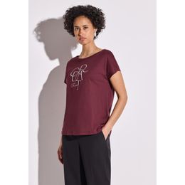 Street One Damen T-Shirt, rot, Gr. 34, unifarben, Web, 50% Baumwolle, 50% Modal, Shirts, im soften Baumwoll-Mix